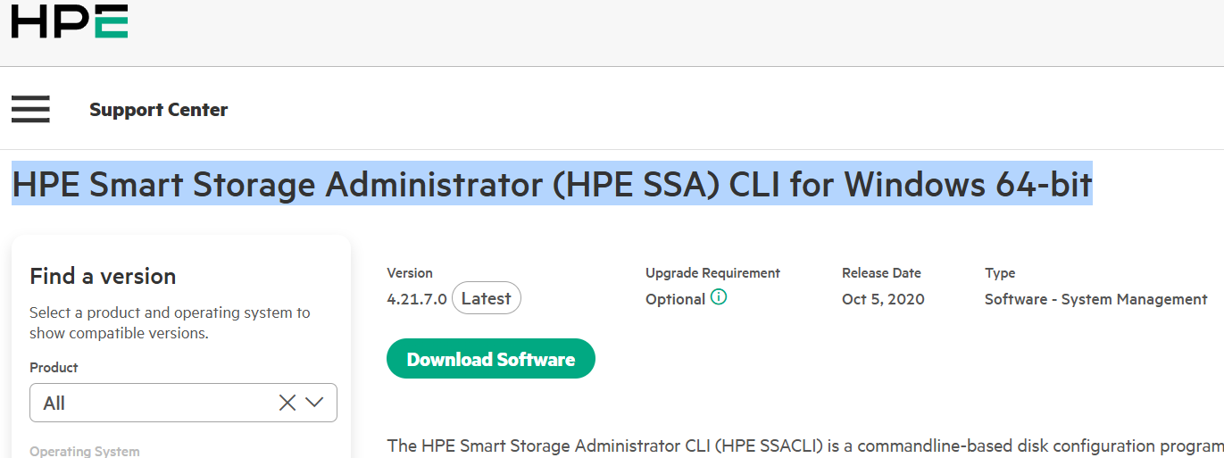 iLO5 で、HPE Smart Array S100i SR Gen10 で組んだRAID1が見られない | オレンジの国
